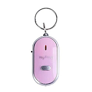 Whistle Key Finder LED Flashing Beeping Sound Remote Anti-Lost Key Finder Item Locator Keyring for Keys, Wallets, Bags, Luggage and More Pink