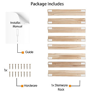 Rustic State Vigo 4 Sectional Adjustable Under Cabinet Mount Wood Stemware Rack Hanging Shelf Glassware Holder Bar Organizer with up to 12 Wine Glass Storage 12 Inch Deep Natural