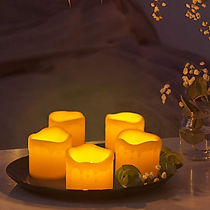 Furora LIGHTING Ivory Melting Style LED Votive Candles Pack of 12, Realistic Flickering Flame for Home and Party Décor, 2’’(W) x 2’’(H), Battery Operated
