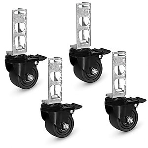 Iron Forge Tools Rolling Storage Rack Caster Wheels Heavy Duty - Set of 4 Locking Caster 3 Inch 1360 lb. Capacity for Boltless Self Locking Shelving Racks, Nylon and Steel Ball Bearing Wheels
