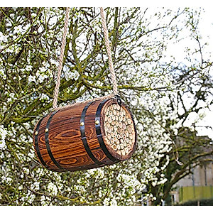 Wildlife World Mason Bee Barrel - Natural Hanging Habitat for Pollinators, Increases Productivity in Your Garden (Brown)