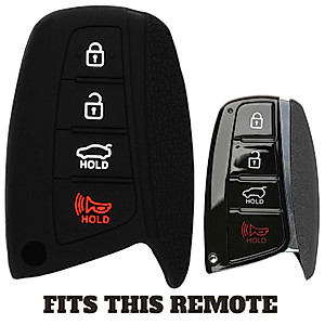 KeyGuardz Keyless Entry Remote Car Smart Key Fob Outer Shell Cover Soft Rubber Case for Hyundai Azera Genesis Santa Fe (Pack of 2)