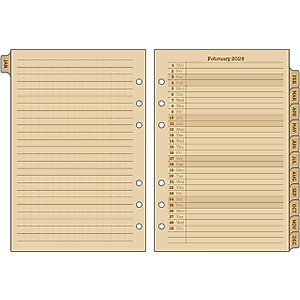 Rite in the Rain 2024 Dated Weekly Loose Leaf Calendar Set, 5” x 7”, Tan Sheets, 365 Days (No. PL2024W)