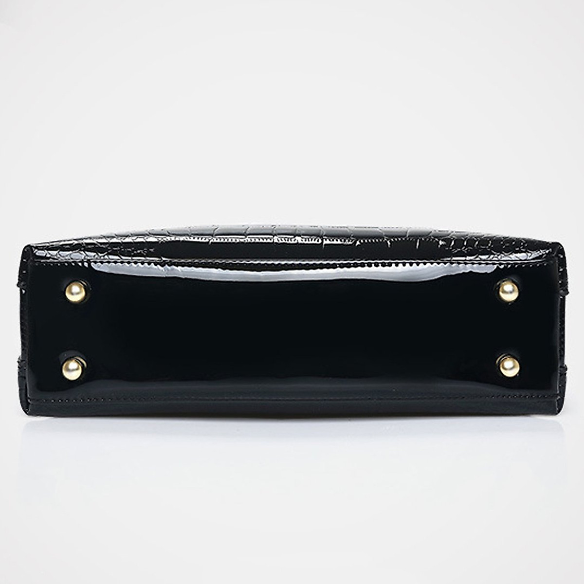 Women PU Patent Leather Alligator Stripe Handbag Clutch Shoulder Bag Cross Body Bag Clutch Handbag Shell Bag(Black)