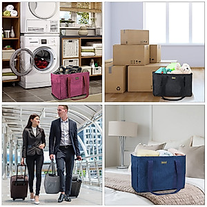 BALEINE Soft 9 Gallon Extra Large Utility Tote, Foldable Reusable Storage Bag (Denim Blue)