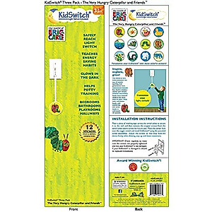 KidSwitch Light Switch Extender 3 Pack - The World of Eric Carle Edition - The Very Hungry Caterpillar & Friends - Officially Licensed!