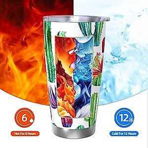 AYCZN Tropical Cactus Flower 20 OZ Tumbler Stainless Steel Travel Coffee Mug, Cacti Plant Insulated Water Bottle with Lid Leakproof Thermal Cup