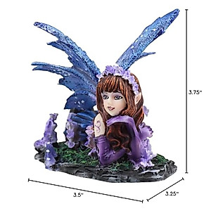 Ebros Fantasy Lavender Meadow Purple Girl Fairy Figurine 3.75" Long Faery FAE Pixie Garden Collectible Accessory
