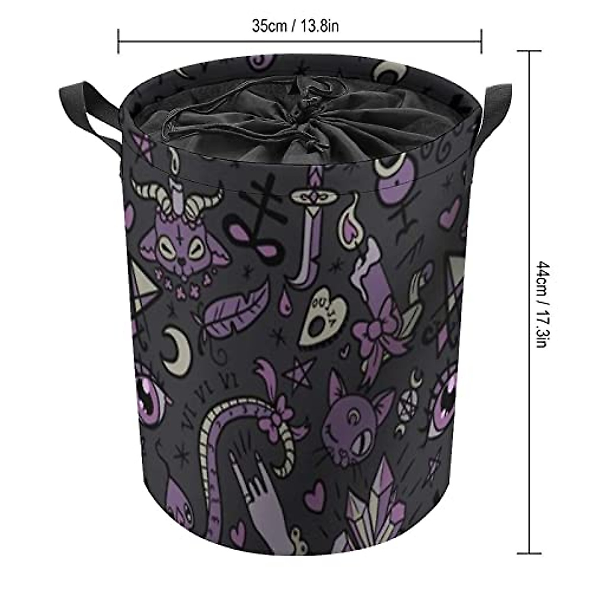 Nudquio Purple Black Goth Spooky Printed Foldable Laundry Basket Hamper Storage Organizer With Lid For Clothes Toy Collection, One size (Nudquio225yui09a)