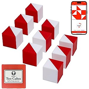 PrfcNL IQ Test Cubes (Natural Edition) – 9 Kohs Cubes, Practice for Block Design Test, BDT, WPPSI, WAIS and WISC Tests, Montessori Educational Blocks to Improve Concentration, Coordination and Memory