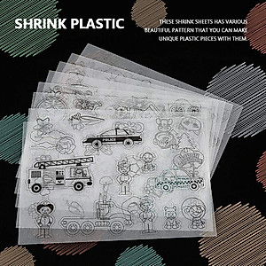 8pcs Shrink Sheet, Heat Shrinky Sheets Creative Pack Shrinky Art Paper with Pattern Shrinkable DIY Hand Made Craft Tool for Boys and Girls(Boy's Style)