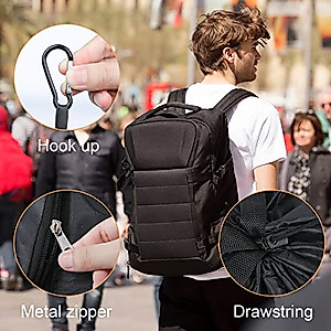 Travel Laundry Bag, Foldable Laundry Bag with Zipper and Drawstring, Lightweight and Expandable Dirty Clothes Bag, Washable Waterproof Wet Dry Bag for Travel, Camp, Fitness, Swimming (black)