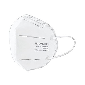 BAYLAB USA KN95 Respirator (GB2626-2019) - Disposable 5-Layer Face Mask, White, Pack of 20