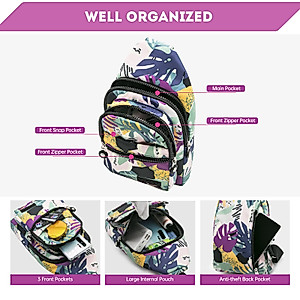 Long Keeper Sling Chest Bag - Women Men Waterproof Crossbody Backpack Traveling Running Hiking Shoulder Daypack Bag (Jungle Graffiti)