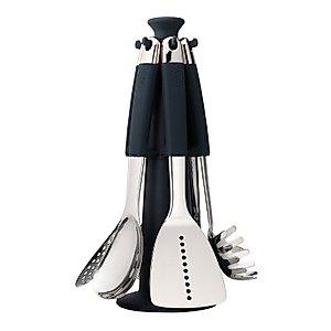 Joseph Joseph Elevate 100 Carousel Stainless Steel Kitchen Utensil Set with Rotating Storage Stand, 6-piece, Black