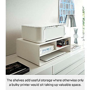 Yamazaki Home Desktop Printer Stand - Computer Accessory Office Organizer, Steel, Minimal Assembly Req.