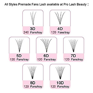 Premade Fans Eyelash Extensions 4D 6D 8D Short Stem Premade Volume Eyelash Extensions .07 .10 C D Curl Pre made Lash Fans 9 to 20 mm Volume Lash Extensions (4D-D-0.10,13mm)