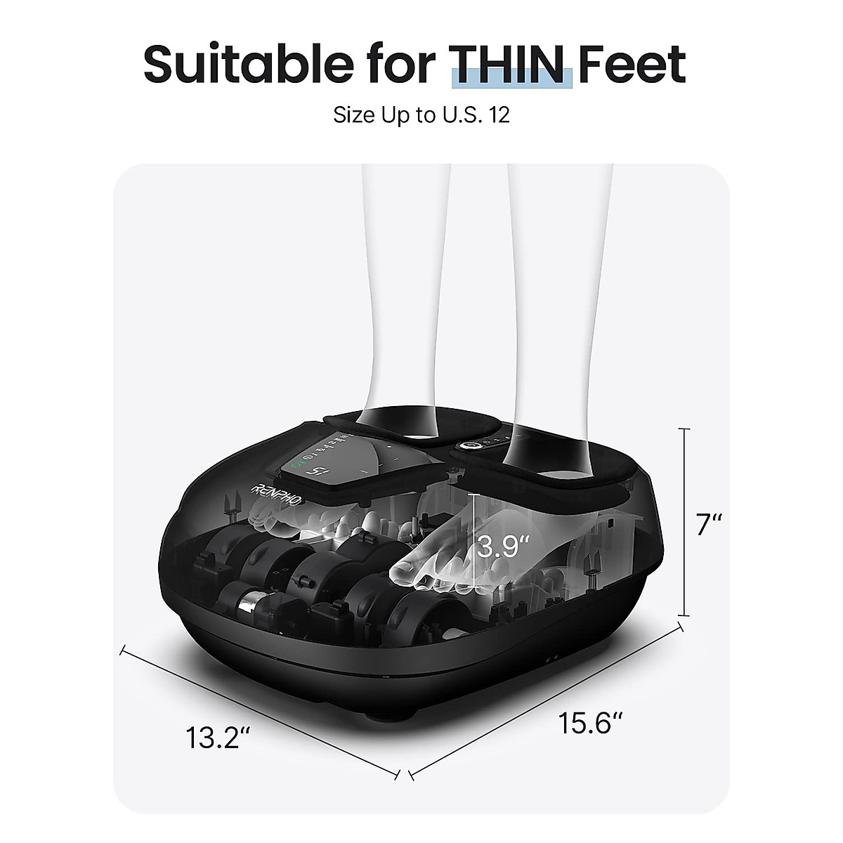 RENPHO Shiatsu Foot Massager with Heat,Electric Foot Massager for Circulation and Pain Relief with Remote,Deep Kneading,Squeezing,Size up to 12