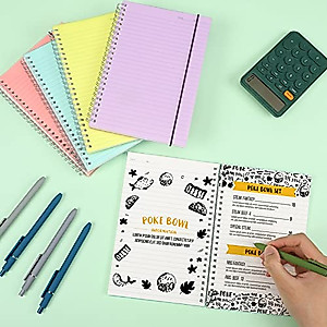 EOOUT 5 Pack Lined Spiral Notebook, 5.7" x 8.3" Journal for Women, Thick Plastic Cover, 160 Pages, 100gsm, Back to School, Office, Artist Writing/Drawing (Candy Colors)