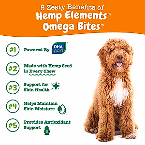 Zesty Paws Skin & Coat Bites for Dogs – Fish Oil Soft Chews with Omega-3 Fatty Acids EPA & DHA - Skin, Coat, Antioxidant & Immune Support - Hemp - 90 Count
