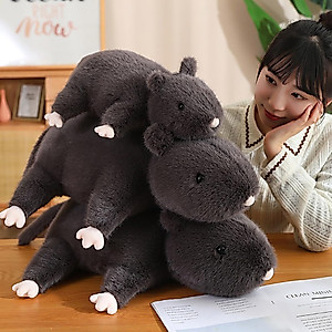 BIUBIULOVE Large Rat Plush Pillow, Rat Stuffed Animal Plushie Toy for Kids Girls Boys, Birthday Gifts Room Decorations (Black)