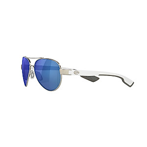 Costa Del Mar Womens Loreto Aviator Sunglasses, Palladium/Grey Blue Mirrored Polarized-580P, 56 mm