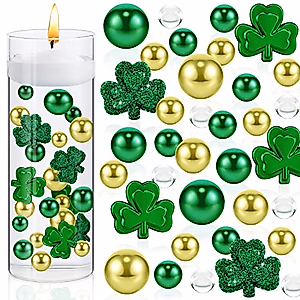 2106 Pieces St. Patrick's Day Vase Filler Shamrocks Ornament for Vase Filler Floating Candles for Vases Floating Candles Centerpiece for St. Patrick's Day Festival Party Table Home Decor