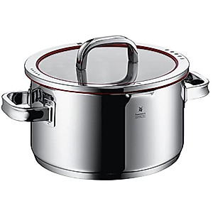 WMF cookware Ø 24 cm approx. 5,7l Function 4 Inside scaling lid - pour off or decant liquids without spilling to keep your dishes and cooker clean. Made in Germany hollow side handles glass lid