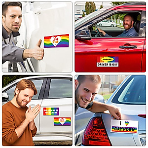 10 Pcs Magnetic Bumper Decals Funny Bumper Stickers Rainbow Car Decals Prank Car Stickers Gay Pride Magnets for Vehicles Truck Car Refrigerator