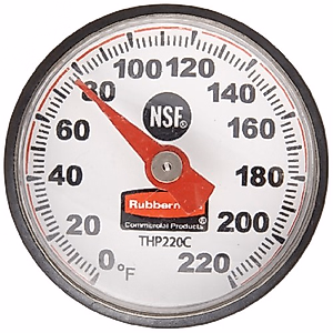 Rubbermaid Commercial Products Instant Read Thermometer, Red, Pocket Size for Meat/Food Cooking and Grilling/Oven