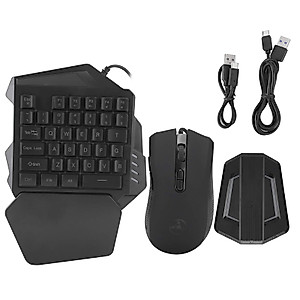 One-Handed RGB Gaming Keyboard and Combo with Converter, 3200 DPI Mouse, 35 Keys Gaming Keypad Adapter Base Kit Set for/X-One/for PS3/X-360/for Switch