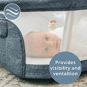 Chicco LullaGlide™ 3-in-1 Stationary Baby Bassinet, Gliding Bassinet and Portable Bassinet, Waterproof Mattress and Fitted Sheet, Travel Bassinet for Baby Includes Carry Bag | Luna/Grey