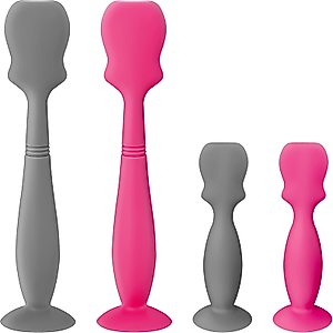 4 Pack Baby Diaper Cream Spatula Applicator Soft Silicone Baby Butt Paste Spatula Mini Rash Cream Brush for Baby Newborn (White, Gray)