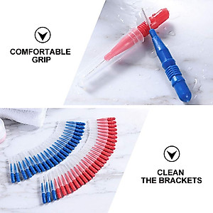 Healifty 50pcs Interdental Brushes Dental Floss Picks Toothbrush 3mm Oral Cleaner Personal Health Care Supplies for Kids Adults Red