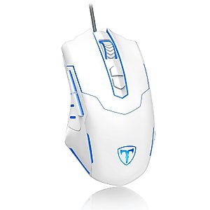 Lizsword Wired Gaming Mouse, PC Gaming Mice [Breathing RGB LED] [Plug Play] High-Precision Adjustable 7200 DPI, 7 Programmable Buttons, Ergonomic Computer USB Mouse Windows/PC/Mac/Laptop Gamer-White