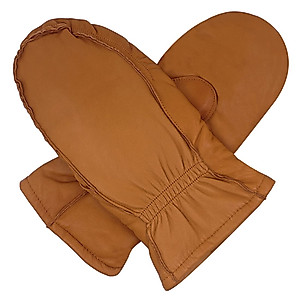 Harssidanzar Womens Lambskin Leather Outdoor Mittens Gloves Thermolite Lined GL007,Tan, XXL