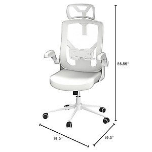 𝑯𝑶𝑴𝑬 𝑶𝑭𝑭𝑰𝑪𝑬 𝑪𝑯𝑨𝑰𝑹, Ergonomic Mesh Desk Chair, High Back Computer Chair- Adjustable Headrest with Flip-Up Arms, Lumbar Support, Swivel Executive Task Chair (Modern, White)