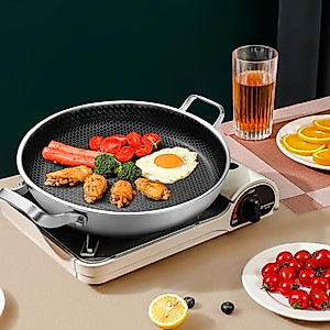 Vinchef Skillet with Lid 13 Inch Stainless Steel Pan, PFOA Free, Dishwasher and Oven Safe Cookware, Cooking Pan for Induction Compatible