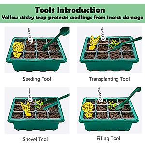 Plus Seed Starter Tray with Grow Light,5 Pack Seed Starter Kit,Increase Germination Rate&Adjustable Humidity&Reusable Seed Starter with Grow Light,Total 60-Cell Seed Starter Tray-Include Planting Kit