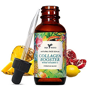 Collagen Boosting Facial Serum by Baja Basics 100% Natural Skincare, Clean Beauty, Anti Aging, Vitamin C, Deep Hydration for Dry Skin, Antioxidants, Collagen Building, Face Moisturizer 1oz