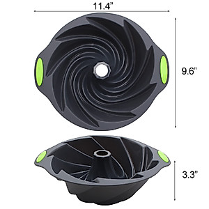 BesoAbrazo 9 Inch Silicone Bundt Cake Pan, Baking with Perfect Shape, Nonstick Savarin Mold, Easy Grip Sturdy Handle, Dark Grey