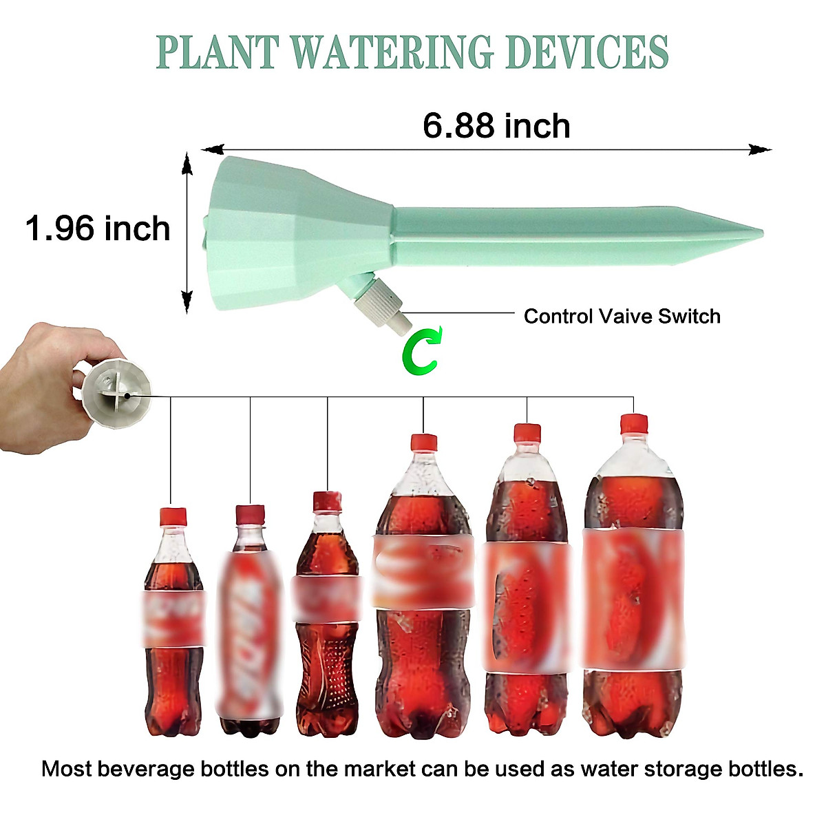 6 PCS Plant Self Watering Spikes Devices, Plant Watering Globes Adjustable Water Volume Drip System for Home and Vacation, Controllable from 1s/1 Drip to 90s/1Drip,for Indoor & Outdoor Plants