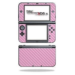 MightySkins Carbon Fiber Skin for Nintendo New 3DS XL (2015) - Pink | Protective, Durable Textured Carbon Fiber Finish | Easy to Apply, Remove, and Change Styles | Made in The USA