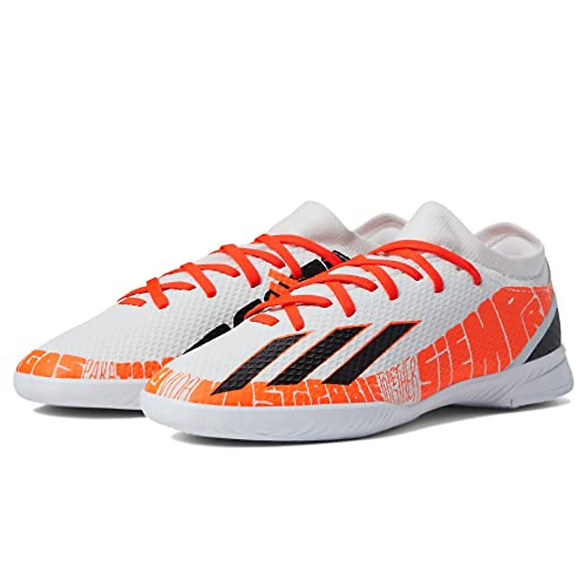 adidas X Speedportal Messi.3 Indoor Soccer Shoe, FTWR White/Core Black/Solar Red, 5 US Unisex Big Kid