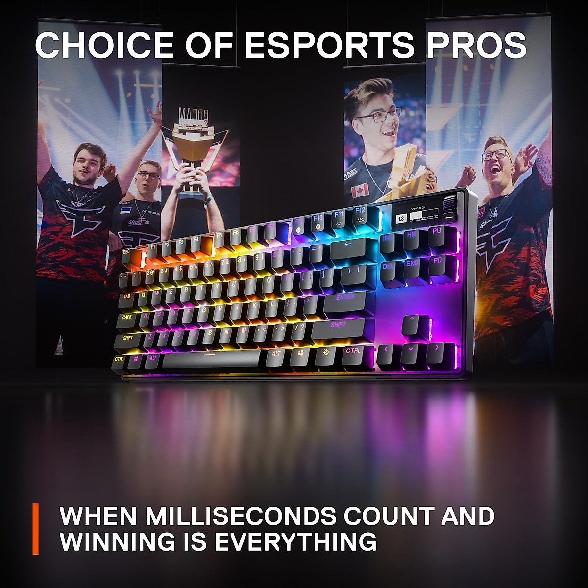 SteelSeries Apex Pro TKL HyperMagnetic Gaming Keyboard - World's Fastest Keyboard - Adjustable Actuation - Esports Tenkeyless - OLED Screen - RGB - PBT Keycaps - USB-C