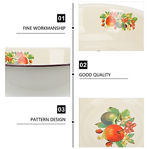YARDWE Retro Enamel Bowl, Enamel Basin Enamel Soup Basin Enamel Bowl Plate Enamel Mixing Bowl for Salads, Vegetables, Soups, Fruits ( 26cm/ 10. 2inch Random Style )