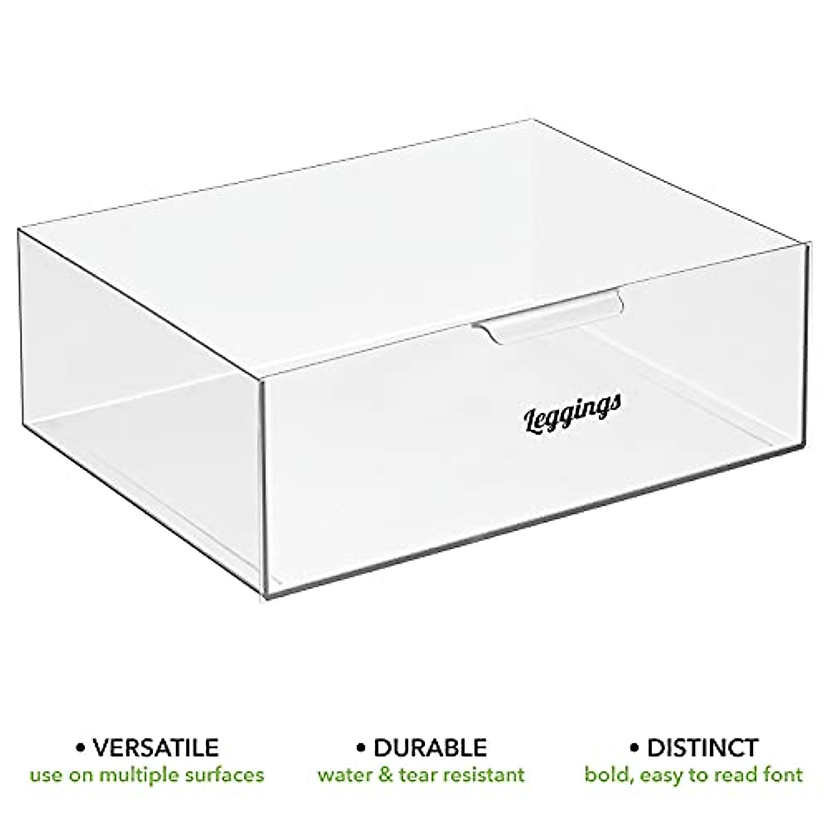 mDesign Plastic Closet Storage Organizer Bin Container with 32 Labels - Organizer for Drawers, Shelves, Bedroom, and Hallway Storage - 16" Long - Clear