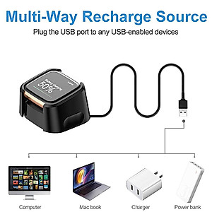 Charger Compatible with Fitbit Versa 2, Replacement Charging Cable Dock Cradle with 3.3ft USB Cord for Fitbit Versa 2 Smartwatch[2 Pack]