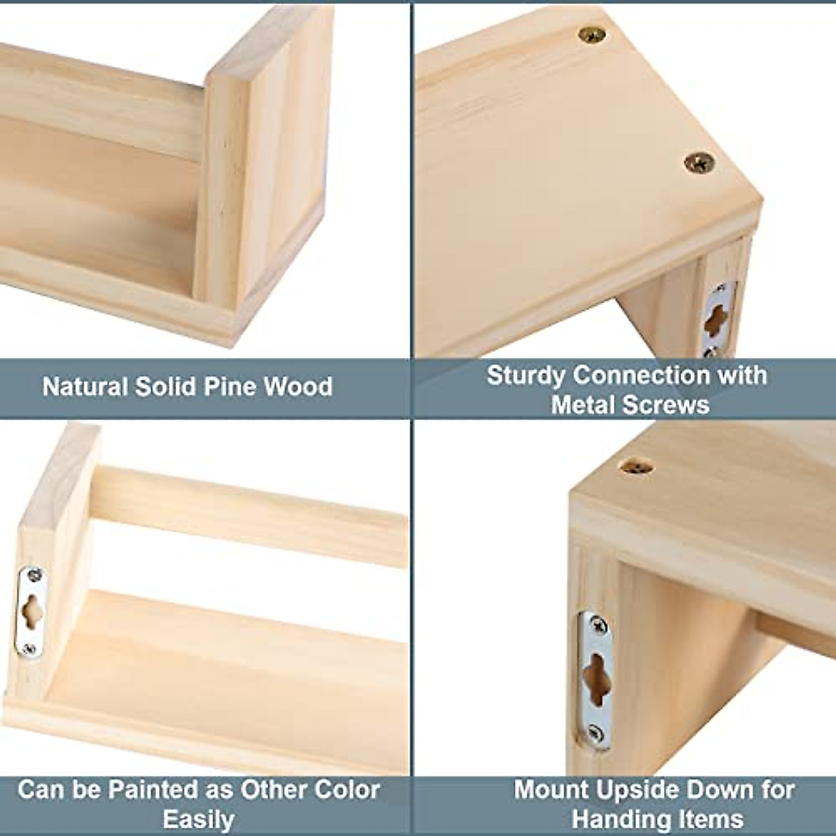 birola Nursery Shelves Set of 3,Wood Nursery Book Shelves for Wall,Book Shelf Organizer for Kids,Wall Bookshelves for Kids(Nature)