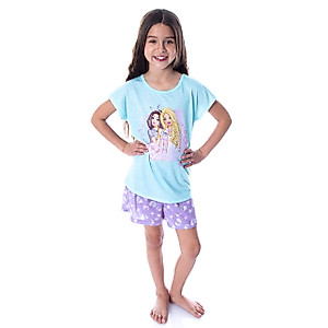 INTIMO Barbie Little Girls' Barbie Doll Unicorn Love Shirt and Shorts 2 PC Pajama Set (10/12)
